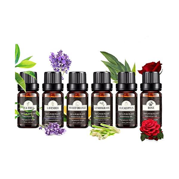 マルチカラー/10ミリリットル/-・ScentName:スイートオレンジ/ラベンダー/レモングラス/ローズ/ユーカリ/ティートゥリー・6種アロマセット 10ml × 6本。香り：ラベンダー/レモングラス/スイートオレンジ/ローズ/ユーカリ/...
