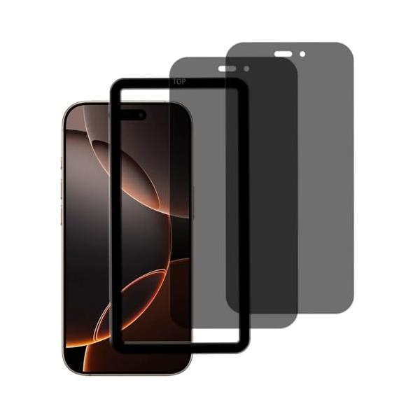 透明/覗き見iPhone 16 Pro/-・Size:覗き見iPhone 16 Pro・対応機種 覗き見防止iPhone16 Pro 用 左右の視野 覗き見防止ガラスフィルム。注意※画面を使用したバーコード決済などは、画面を明るくしてご使用...