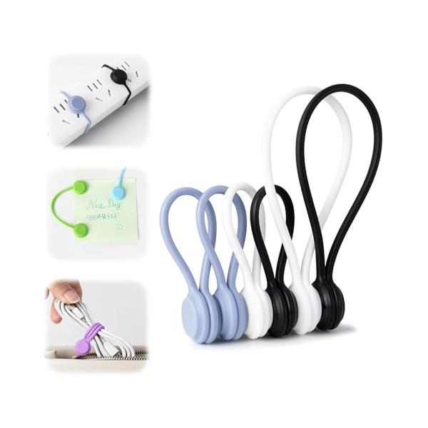 15.黒+白+灰青(M*4+L*2)/6個入り/-・Color:15.黒+白+灰青(M*4+L*2)Size:6個入り・磁力アップ・配線収納大正解ケーブルクリップは、両端に強力な磁石が内蔵されており、引っ付けるだけで、散らかったケーブルをす...