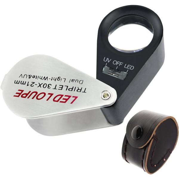 ・30倍の倍率  GSTK-46・2-in-1 UV＆LEDライト付き：21mm光学レンズ、６つのLEDライト+ UVライト・倍率30倍：冷たくて明るい光を放つ、明るい画像と良好な視認性を提示します。・高品質：折りたたみ式デザイン、アクロマ...
