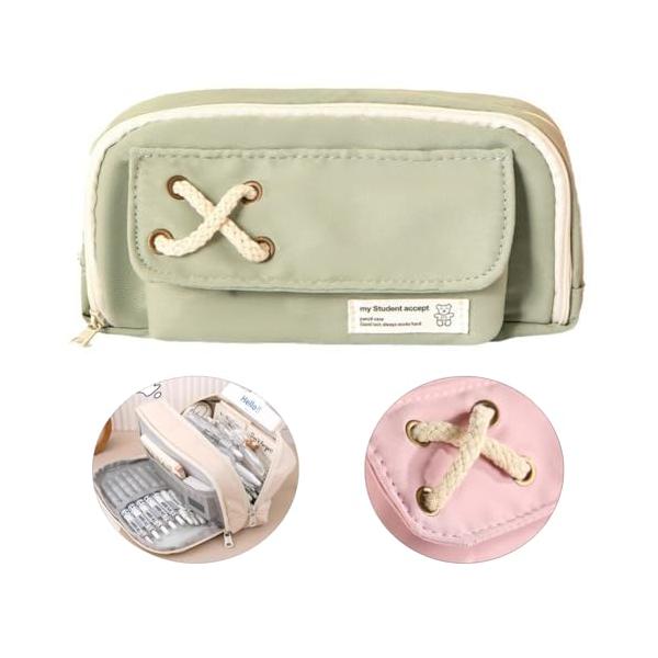 韓国筆箱グリーン/-/two・Color:グリーン・本体サイズ21.0cm×11.5cm×5.5cmペンが探しやすいメインファスナーがぐるりと大きく開くので、必要なものをスマートに取り出すことができ、ファスナーには引き手がついているので開閉...