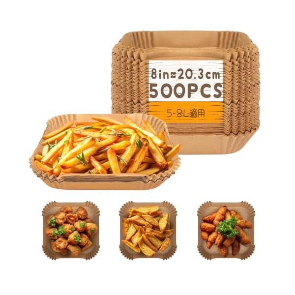 未晒し/500枚 8inch/ALNA-01JP・Size:500枚 8inch・パッケージ個数:1・信頼できる素材＆ブランド: Bake Choiceのエアフライヤー用紙は、100% ノンスティックのシリコンコーティングが施された食品級の...