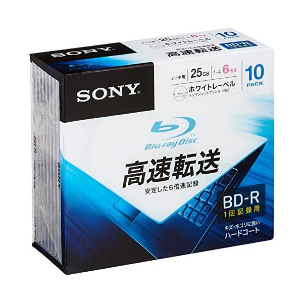 R 1層/6倍速-/10枚パック/10BNR1DCPS6・パッケージ個数:1・規格:-R / 容量(GB):25・種類:PC用 / 記録面:片面1層 / 6倍速・入数:10・盤面印刷:可 / 印刷面:ワイド・著作権保護:非対応
