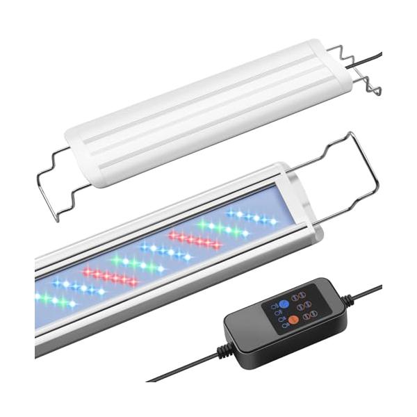 10W(40-60cm）ホワイト/-/ED6S-White・Style:10W(40-60cm）・FEDOUR 10W 40cm 水槽用LEDライト、40-60cm 水槽適用。サイズ：38×8×3cm／ケーブル長：1.8m／RGBW LED...