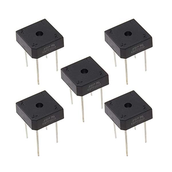 ブリッジ整流器　-　KBPCシリーズ・セット内容：5個*KBPC1010ブリッジ整流器・KBPCシリコンブリッジ整流器は、逆電圧が1000Vとなっています。・この整流器は、順電流が10Aです。・このブリッジ整流器は、AC-DC変換用として基...