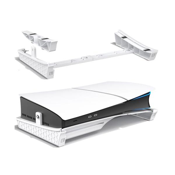 ホワイト/PS5 Slim 横置きスタンド/-・Size:PS5 Slim 横置きスタンド・パッケージ個数:1・※注意事項：1.このps5 新型 横置きスタンドはPS5 Pro本体と初期型PS5本体が未対応です。2.PS5底面にあるネジ穴の...