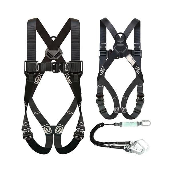 黒色（スピンドル付きハーネス型墜落制止用器具）/-/GJ-HSC-11・Color:黒色（スピンドル付きハーネス型墜落制止用器具）・パッケージ個数:2・新規格アップグレードシートベルト仕様：合金鋼フック＋高強度ポリエステル弾性ロープ、全身ベ...