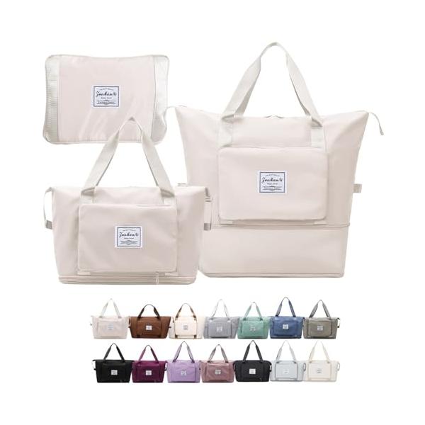 ベーシックミルク/-/carrybag001・Color:ミルクStyle:ベーシック・＜コンパクトで持ち運びラクラク＞旅行先で荷物が増えても安心！超大容量の折りたたみボストンバッグが新登場！キャリーオンできて持ち運びしやすい仕様になってい...