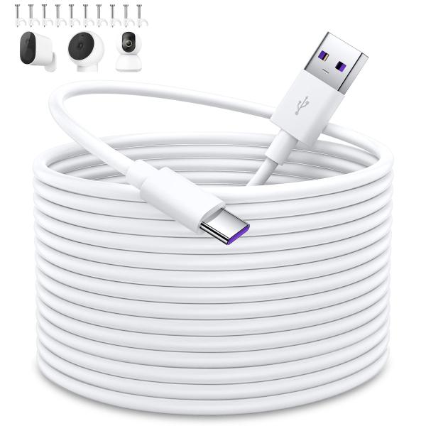 ・ホワイト 10M ・・Color:ホワイトSize:10M・パッケージ内容：USB A to USB C 充電ケーブル*1本 (10M） ケーブルステップル配線固定用*10個。(ご注意：1.防犯カメラ給電・充電専用のUSB TypeCケー...