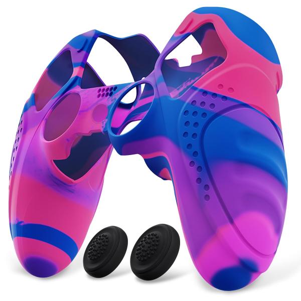 ・ピンク＆パープル＆ブルー  EHPFP013・・Color:ピンク＆パープル＆ブルー・高品質なシリコンケースは、ps5 Edgeワイヤレスコントローラー用に特別に設計されています。様々なスタイルと色からでき、新しいコントローラーを保護しま...