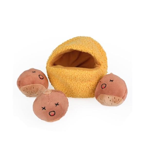 栗茶色/-/CF-US-CN・Style:栗・かわいい栗のデザイン：CHEWFFONのかくれんぼスクイーキーおもちゃは、キュートなデザインが特徴で、高品質なポリエステルを使用して丁寧に作られており、現代のワンちゃんとその飼い主に最適なおもち...