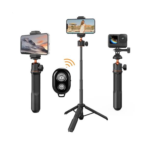 MS11-/60cm/-・Size:60cm・パッケージ個数:1・幅広い通用性： スマホ三脚は、拡張な携帯電話クリップ、GoProアダプター、1/4インチインターフェースを備えており、あらゆるタイプの携帯電話、GoPro、DJI Osmoア...