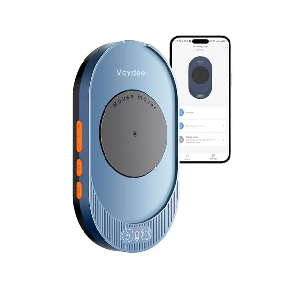 Blue+Black/-/FM210BE・Color:Blue+Black・リモートアプリ制御 アップグレード版Vaydeerマウスムーバーは新たにモバイルアプリ連携機能を搭載。動作間隔や作動時間を遠隔調整に。自動シャットダウン設定（1〜8...