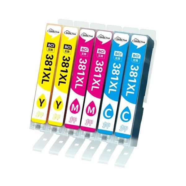 互換インクカラー6本セット/-/SC-381XL-CMYx2・パッケージ個数:6・対応機種Canon用 TS8130 TS8230 TS8330 TS8430 TS6330 TR8630 TR9530 TS7430 TR703 TS6230...