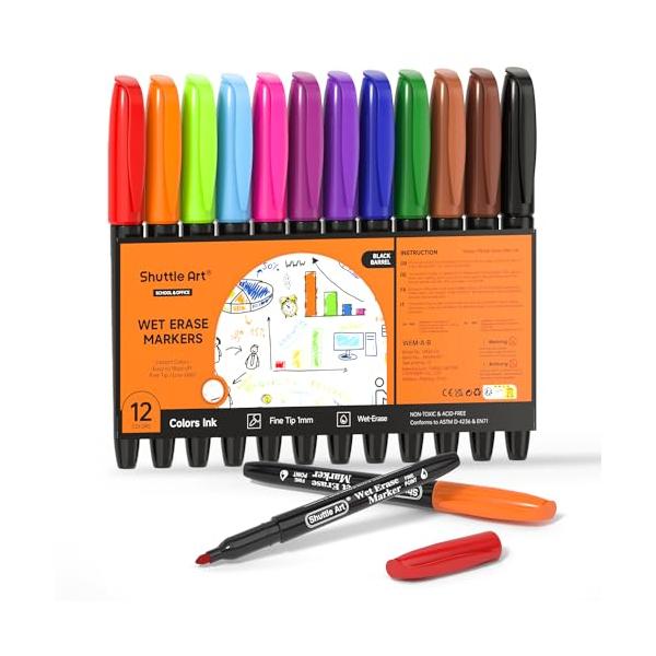 細目12色のブラックバレル。/1 Count (Pack of 12)/-・NumberOfItems:12・パッケージ個数:1・12色マーカーペン濡れた布巾で筆跡をきれいに消せるホワイトボードマーカーセットです。日常的によく使われる12色...