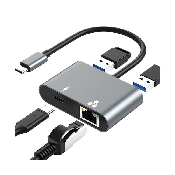 USB-C LAN 有線LANアダプター4in1グレー/20CM/BOTJP-LR5288・Style:USB-C LAN 有線LANアダプター4in1Size:20CM・4in1 USB C有線LAN超高速ネットワー：このUSB C LA...