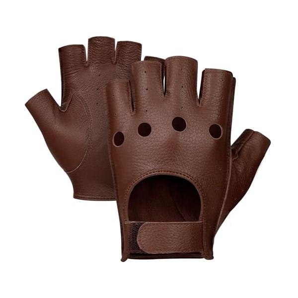 フィンガーレス24007（ブラウン）/XL/-・Size:XLColor:24007（ブラウン）・素材：100%本革、規格：24007；裏地：なし；サイズ：S=9(掌回り19.8-20.5cm)、M=9.5(掌回り20.6-21.3cm)、...