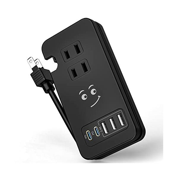 2つUSB-Cポート＋3つ USB-Aポート・ブラック・Style:2つUSB-Cポート＋3つ USB-Aポート・ブラック・パッケージ個数:1・8in1のコンセント・PDとQC3.0ポート付き・複数の設備同時に充電をできます弊社のコンセント...