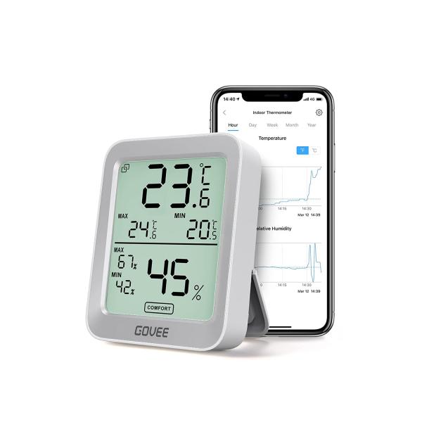 Thermometer Hygrometerホワイト/small size/H5075081JP・Size:small sizeColor:ホワイトNumberOfItems:1・パッケージ個数:1・Bluetooth接続・遠隔確認Gove...