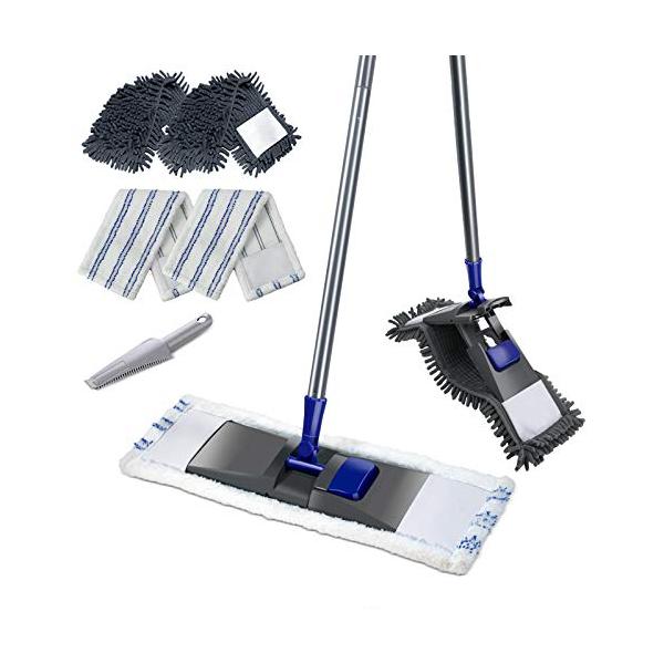 ブルー/-/HGCTFM3002・Color:ブルー・パッケージ個数:1・乾湿両用・取り付けも取替も簡単：二つの種類のモップパッドがあって、吸水性、耐摩耗性、耐酸性に非常に優れ、木製の床面を傷つけずお掃除ができます。乾拭きや水拭き兼用なので...