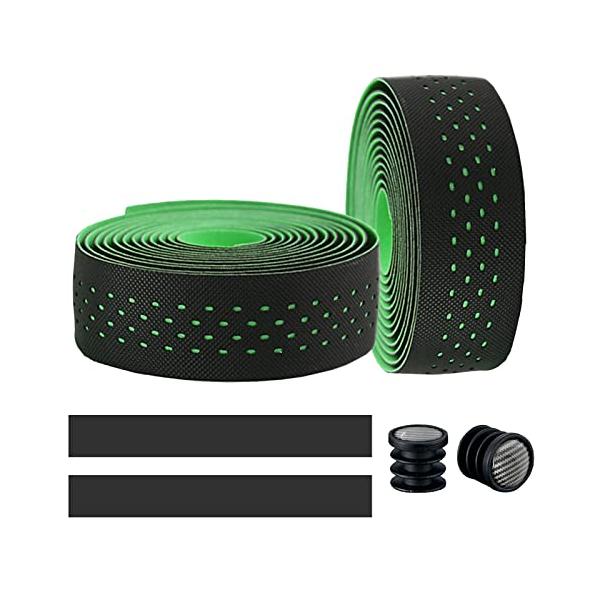 グリーン/2150*30*2.5mm/-・Color:グリーン・製品詳細商品内容：バーテープ×2、エンドキャップ×2、エンドテープ×2枚 寸法：厚み2mm×長さ2150mm、幅30mm 材質：PUレザー+TPRゴム+EVA・取り付け簡単 汎...