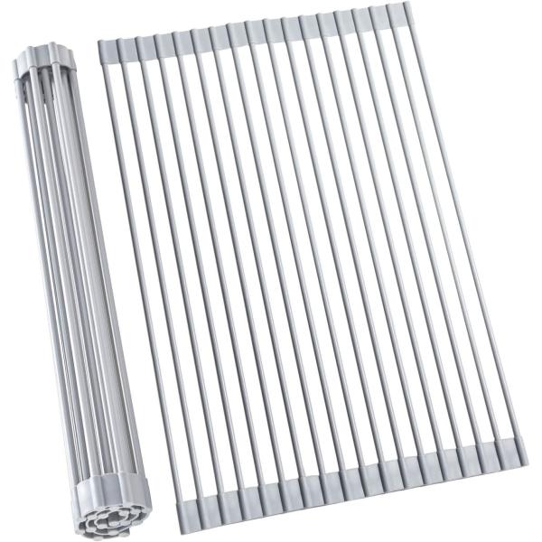 グレー/52cmx33cm/-・Color:グレーSize:52cmx33cm・シリコン素材・耐熱性あり：耐久性に優れたシリコン素材で作られたシンク上水切りラック。最大240℃までの高熱に耐えられ、オーブンでさえ使えます。熱々のお鍋やオーブ...