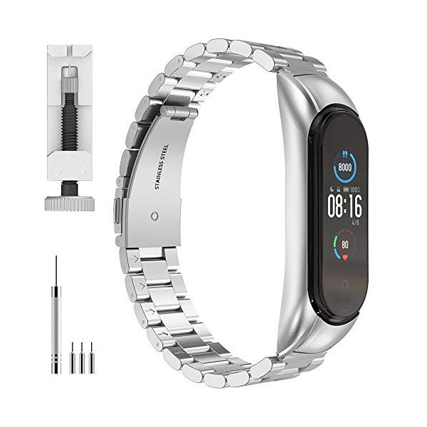 ?典的シルバー/-/XMM53S・Color:シルバー・パッケージ個数:1・対応機種：Xiaomi Mi Band 6とmi band 5・高品質なステンレススチール素材で作られた。高級感が溢れています。・長さ調整：13.9cm?20.5c...