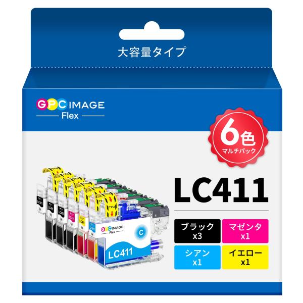 ・LC411-4PK ( LC411BK LC411C LC411M LC411Y ）6本 ブラザー 用 インク lc411 6本 大容量 dcp-j926n dcp-j526n　インク・・Size:ブラザー 用 インク lc411 6本 ...