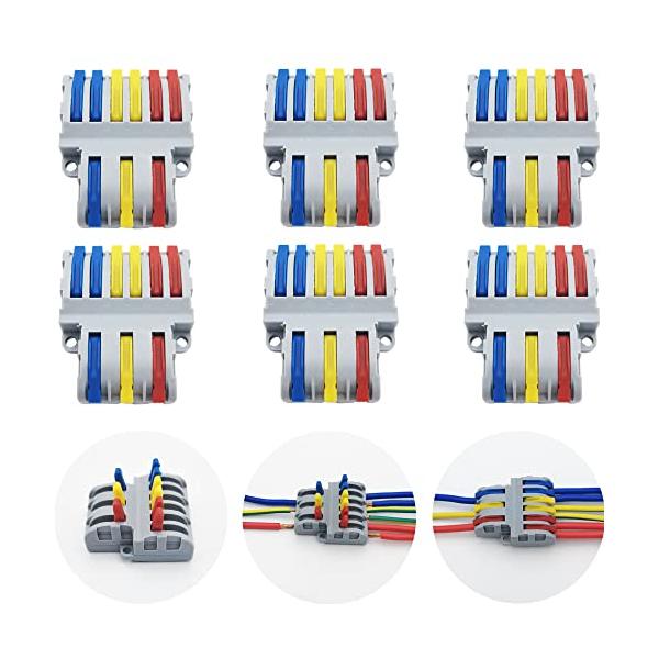 -/-/TM1234・?仕様---- SPL-63マルチレベル電気コネクタ（3 in 6 out）、定格電圧：250V、定格電流：32A。パッケージ：6個・?安全で耐久性----クイック接続端子シェルは、難燃性、絶縁性、老化防止性のあるナイ...