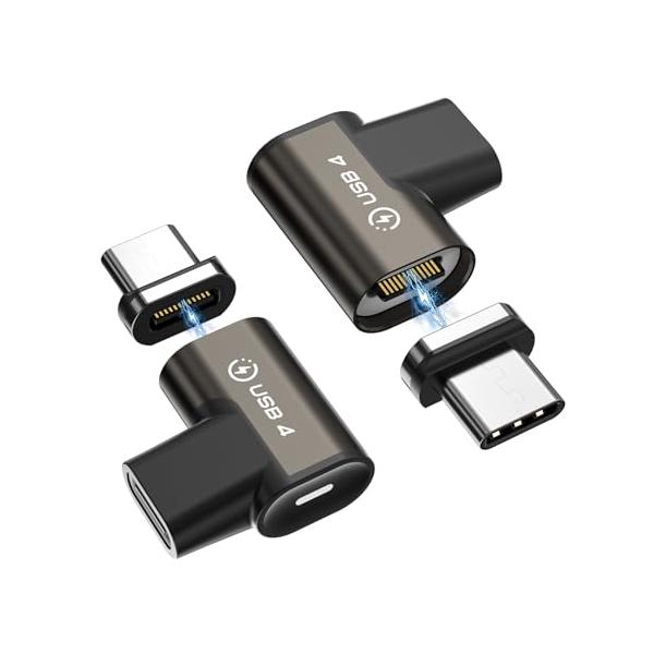 マットグレー/L字2個セット/PTAA19-GY・Size:L字2個セット・パッケージ個数:1・?USB3.1 マグネットアダプター独特のUSB-Cマグネットアダプター、24ピンでThuderbol3 急速充電が対応、スマホ、タブレット、パ...