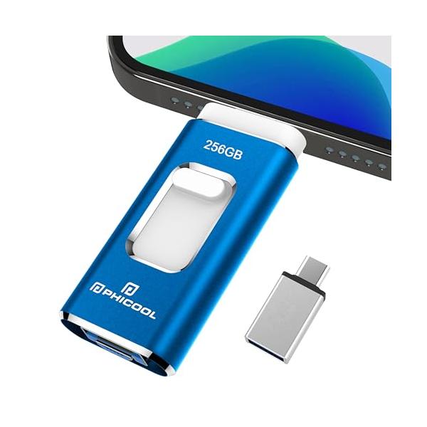 ブルー/256GB/-・Size:256GBColor:ブルー・4in1 USBメモリーUSBメモリ 256GBはiOS、Type-C、USB、Micro USBの四つのコネクタが搭載され、コネクタが一つしかないUSBメモリーと比べ、新版4...