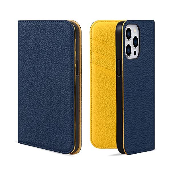 手帳型ネイビー．レモンイエロー/iPhone 13 Pro/-・Size:iPhone 13 ProColor:ネイビー．レモンイエロー・携帯ケース対応機種iPhone 13 Pro (6.1インチ)★対応機種と画面サイズをよくご確認のうえ...