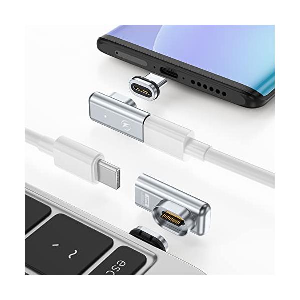 正L字型銀 - 平らな - 2個/-/-・Style:正L字型・パッケージ個数:1・新しいマグネット式、幅広い互換性： 24ピンのUSB-Cマグネット式アダプターは、磁気による簡単な接続で、MacBook Proの落下を防ぎます。 USB-...