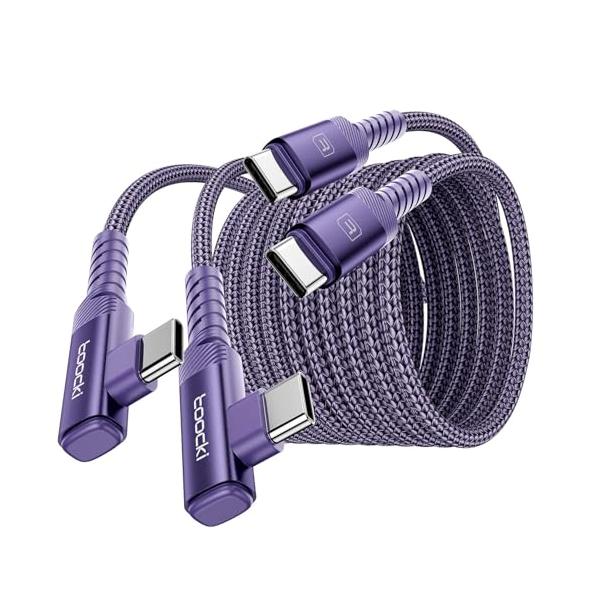 2本セットパープル/2M/TQ-X65C3-ELO・Size:2MStyle:2本セットColor:パープル・90度直角デザインこのUSB-Cケーブルは90度直角デザインを採用し、最も快適なグリップ感を提供。ゲームプレイ、動画視聴、電子書籍...