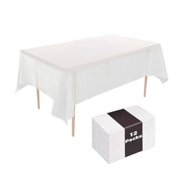 シンプルホワイト/12枚/table cloth・Color:ホワイトSize:12枚・パッケージ個数:1・サイズ: 137cm x 274cm、・長さが約244cmの長方形テーブルを覆うのに十分な大きさ;大規模な折りたたみ式ビュッフェテー...