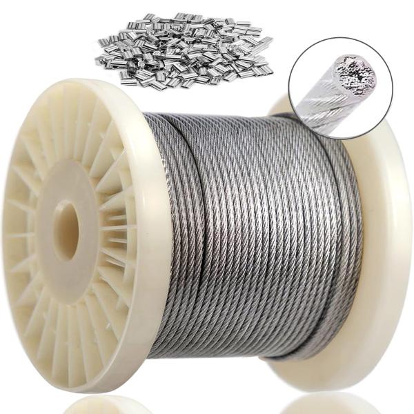 -/-/2mmx100m+100個スリーブ・Model:2mmx100m+100個スリーブ・SUS304 ステンレスワイヤー仕様品名：ステンレスワイヤー 径：2mm（ワイヤー径1.5mm+ビニール被覆0.5mm) 、使用荷重：275kg、長...