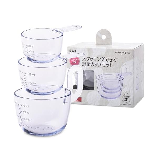 スタッキング計量カップクリア/8.5 cm x 12.5 cm x 9.8 cm/DH8129・Color:クリアStyle:スタッキング計量カップPatternName:3個セット(60ml 100ml 200ml)・パッケージ個数:1・...