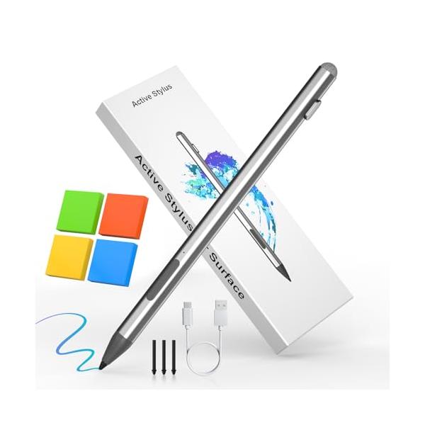 銀/-/-・Color:銀・[幅広い互換性とサポート] Surface タッチペンはSurfaceシリーズ（Pro 3〜12、Book、Laptop、Studio、Goなど）に対応するほか、ASUS/HP/Dell/Sonyなど多くのメーカ...