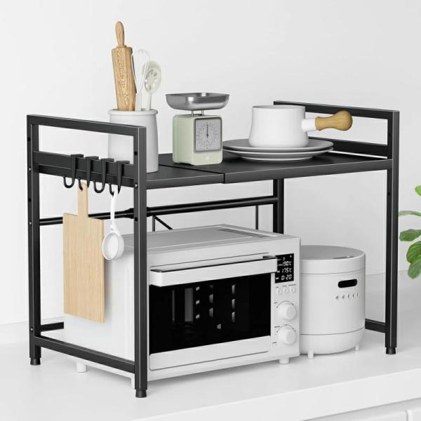 ブラック/二段式/SVOHZAV・Size:二段式Color:ブラック・伸縮式設計幅41cmから64cmまで調整なので、どんなキッチンにもぴったりフィットします。幅41cmから64cmまで調整で、様々なキッチンやスペースにフィットします。お...