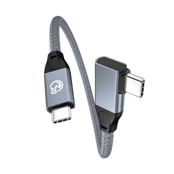 グレー/0.2M/CM005-0.2M-RI-GY-US・Size:0.2MColor:グレー・パッケージ個数:1・直角USB-Cコネクタ設計：この直角C型充電ケーブルは革新的な90度「L」形設計を持ち、急速充電がである。充電中にゲームをし...