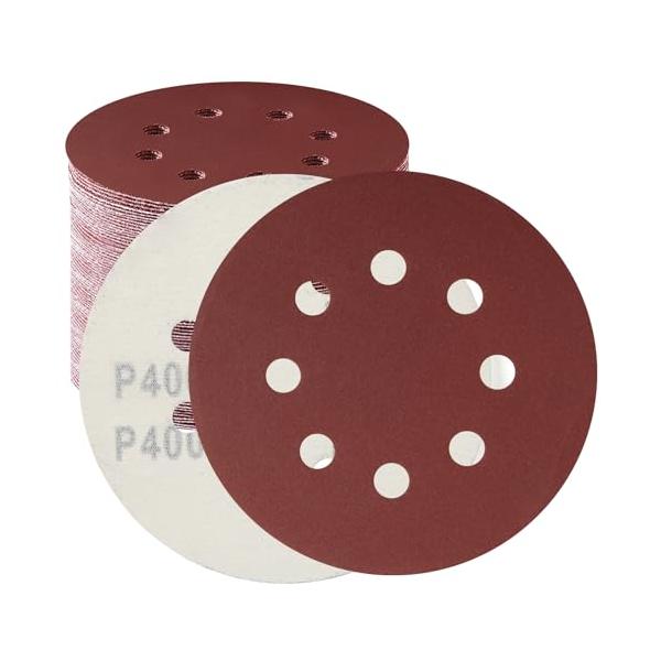 400番 50枚レッド/-/5C8K Red P400 50PCS・Style:400番 50枚・パッケージ個数:1・セット内容50枚 125mm サンダー ペーパー セット 400番 細目、ランダムサンダー ペーパー背面に数字が印刷されて...