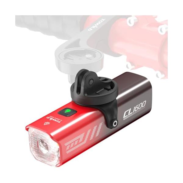 自転車 ライト 1600ルーメン 大容量5000mAh USB-C充電式 ロードバイク