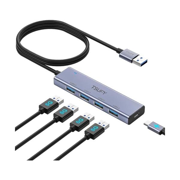 シルバー/4A-5G-120cm/-・Size:4A-5G-120cm・5-IN-1 アルミUSB3.0 ハブ ：標準USB-A(USB3.0)ポートが4つ付きとUSB-C補助給電ポートが1つ付きのUSB3.0ハブです。USBポート不足の悩...