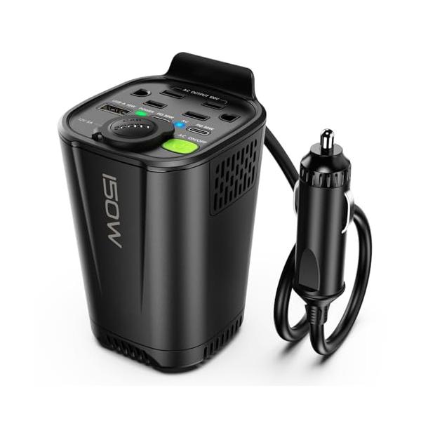 ブラック/-/C150A・マルチデバイス充電ステーション当商品はAC150W出力なカーインバーターです。 車内のDC12V電源をAC100V電源に変換し、車内で小型家電、ゲーム機、スマホ、ラップトップ様々な電子機器などの電力を消費する機器に...