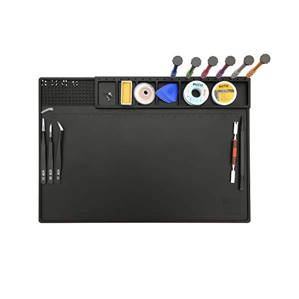 ブラック・ブラック/-/202・Model:202・多機能：電子機器修理作業マット、128個のネジ位置、2つの磁気パーツエリア、3つの小物置きエリアが備わっています。作業効率を向上させ、メンテナンスプラットフォームをより清潔で整頓された状態...