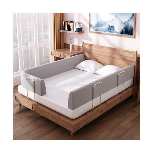 自由変形グレー/2M/Edenplaykey-2M・Color:グレーSize:2M・5段階調節、簡易取り付けマットレスの厚さに応じて高さを自由に調整し、取り付けが完了した後、ブラケットの高さは40 CM-60 CMに達し、5段の位置で快適...