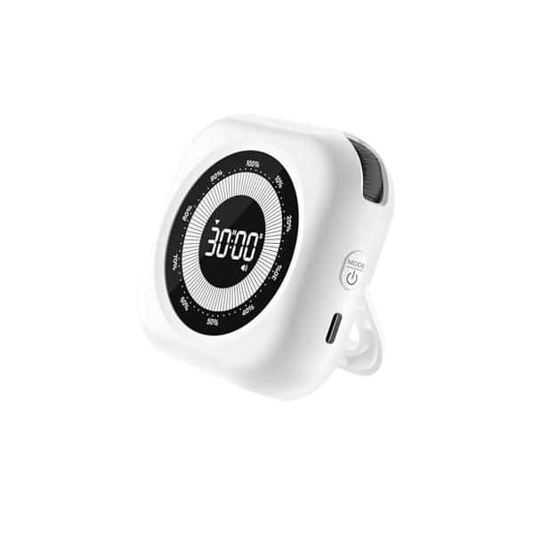 ホワイト/小型/YGH-6224・時間の流れを視覚的に確認できるこのタイマーは両側にノブが設置されており、上下に動かすことで簡単に時間を設定できます。白い進捗バーが減少することで、時間の経過を視覚的に確認でき、特にお子様が時間の概念を理解す...