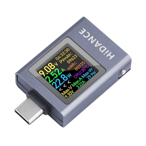 高精度 USB チェッカーこの USB 電圧 電流 チェッカーは、電圧、電流、電力、容量、エネルギー、タイミング、温度を測定し、最大電圧、電流、電力値を記録できます。大型のプロ仕様の機器と同じ精度です。・ほぼすべての Type-C プロトコ...