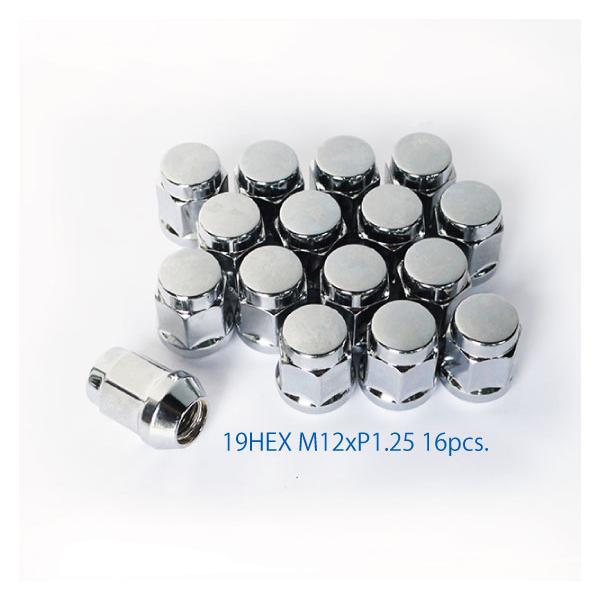 新品未使用ですが長期保管品のため特価にて出品です。材質：スチール製表面処理：クロームメッキ製造国：台湾サイズ：60°テーパー座 19HEX M12 x P1.25 全長31mm 有効ねじ長27mm 主な適合車種：ニッサン　※OEM車はサイズ...