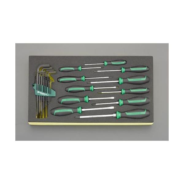 ●<商品詳細参考ページ>外部リンク：https://axel.as-1.co.jp/asone/d/62-9138-21/●＜セット内容＞：24点●トレーサイズ：460×250×60（H）mm●（+）ドライバー：#1×85mm、...